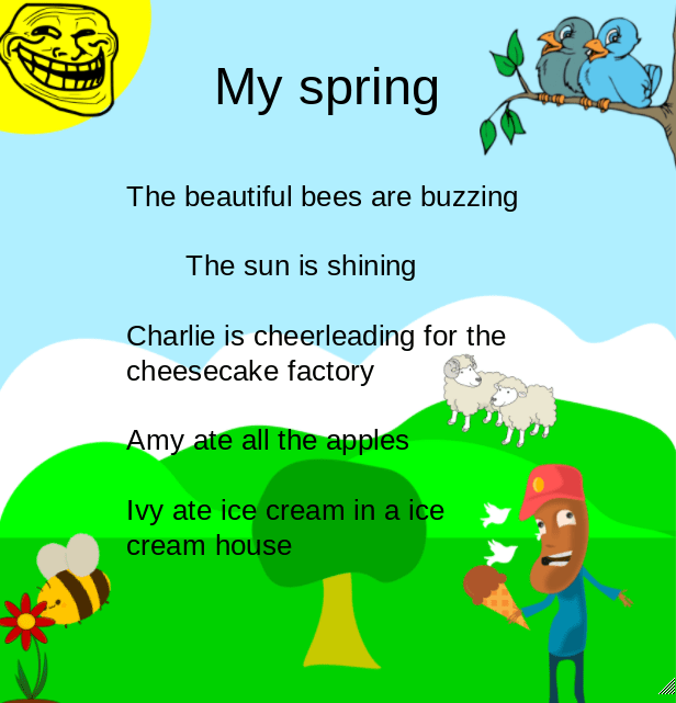 Here is my amazing Alliteration spring poem ⬇ – Charlie @ Belfast School